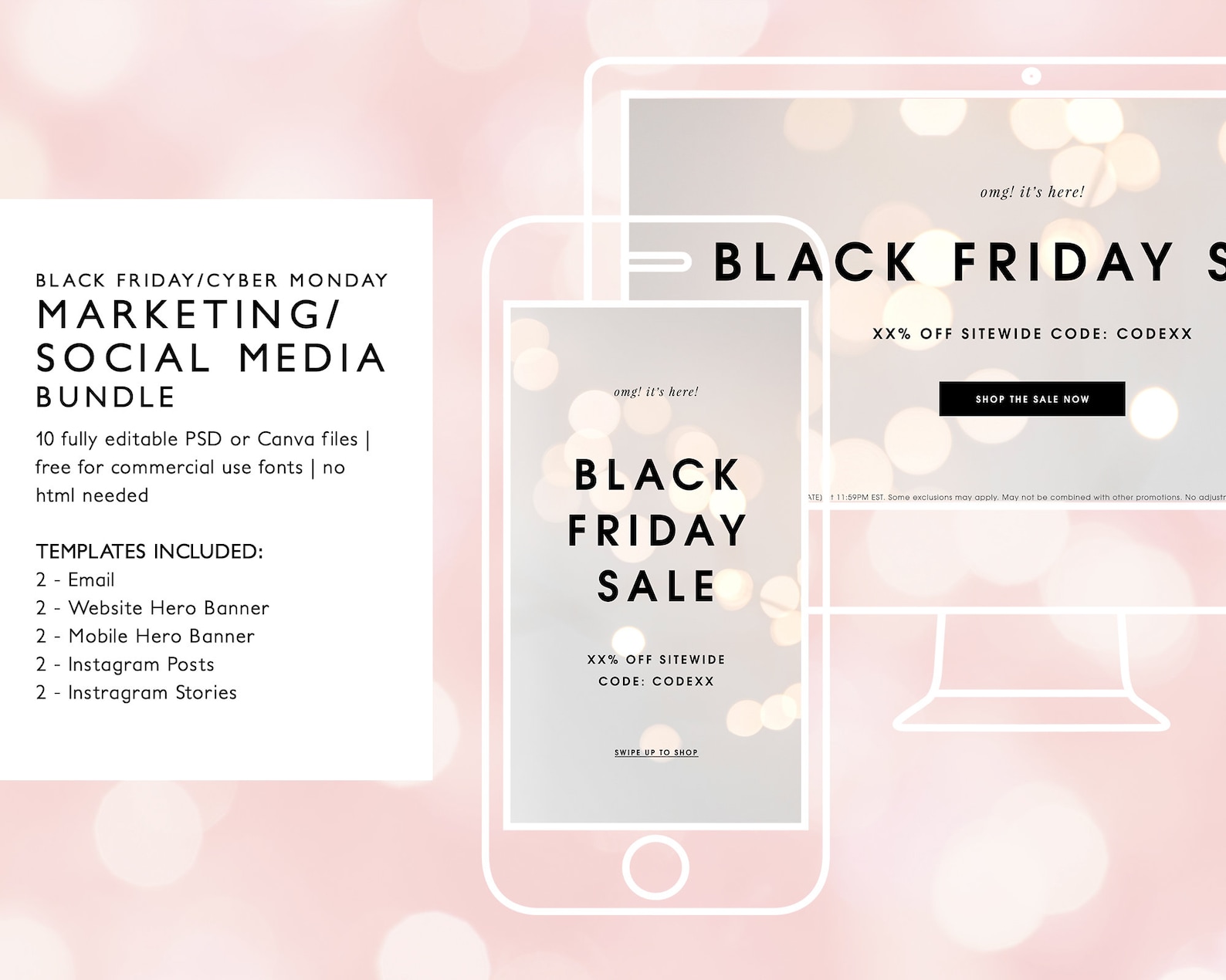 Black Friday Cyber Monday Sale Email Marketing/social Media Templates ...