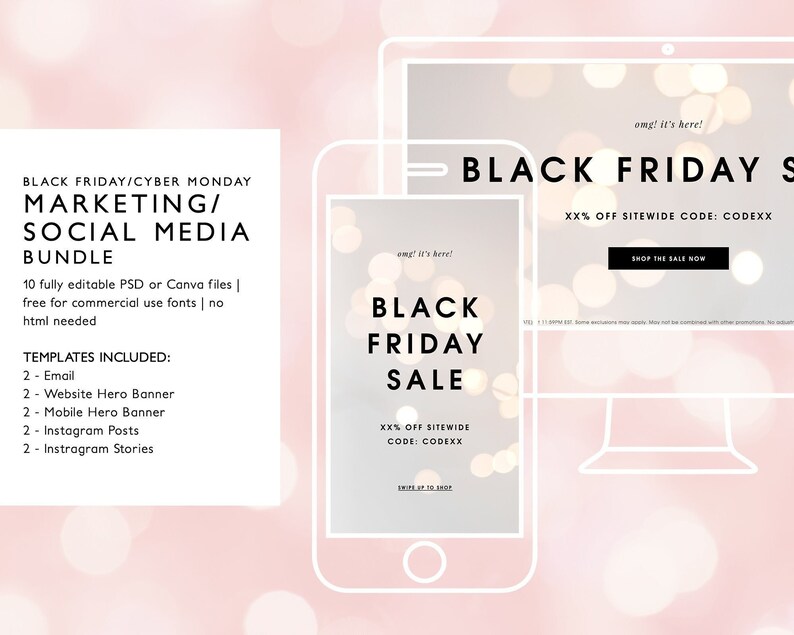 Black Friday Cyber Monday Sale Email Marketing/social Media Templates ...