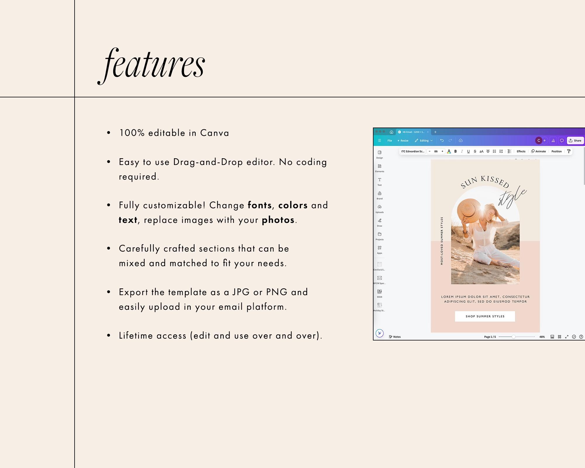 Neutral Minimalist Boho Email Template, Canva Email Template, Boho ...
