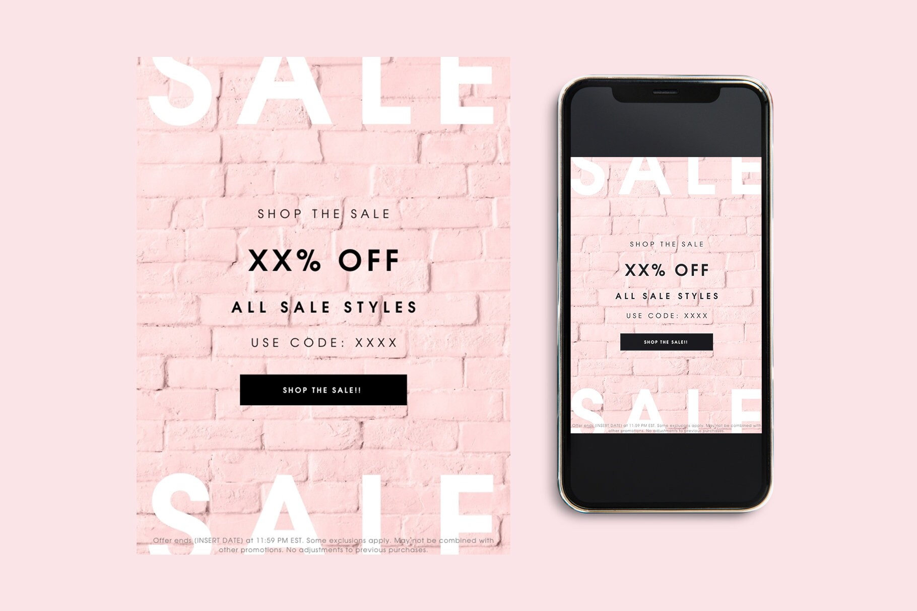 Modern Blush Sale Email Marketing Template Bundle, Feminine Fashion ...