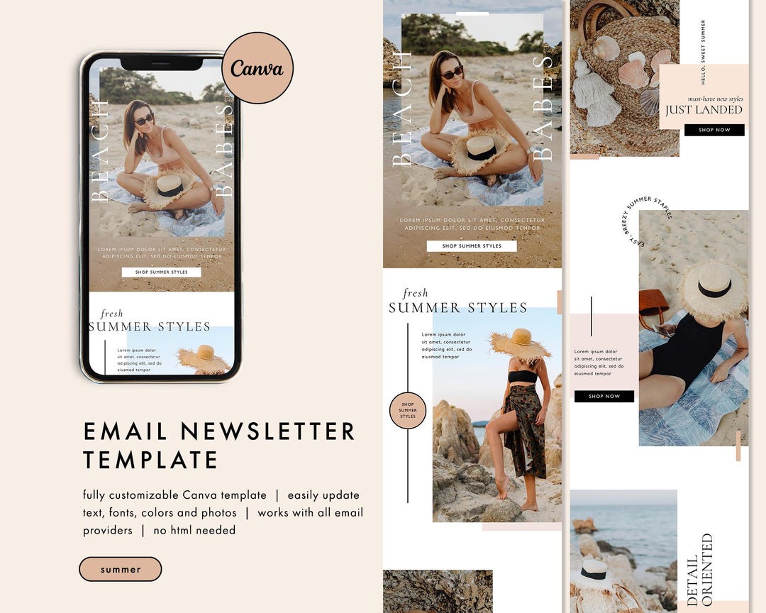 Neutral Email Newsletter Template, Fully Editable Canva Email Template ...