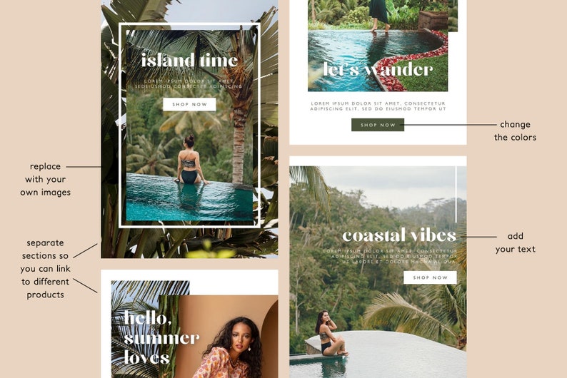 Boho Beach Resort Email Template, Modern Email Marketing Template ...