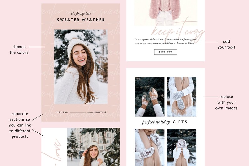 Minimalist Winter Chic Email Template, Feminine Email Marketing ...