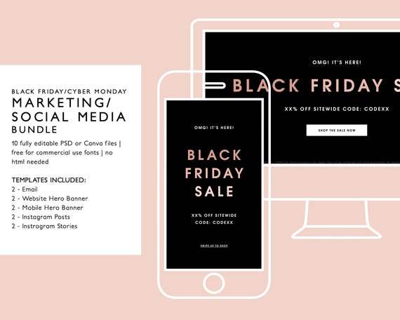 Black Friday Cyber Monday Sale Email Marketing/social Media | Etsy
