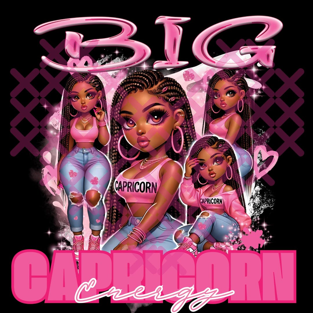 Big Capricorn Energy Bootleg Rap Tee African American Woman Braids ...