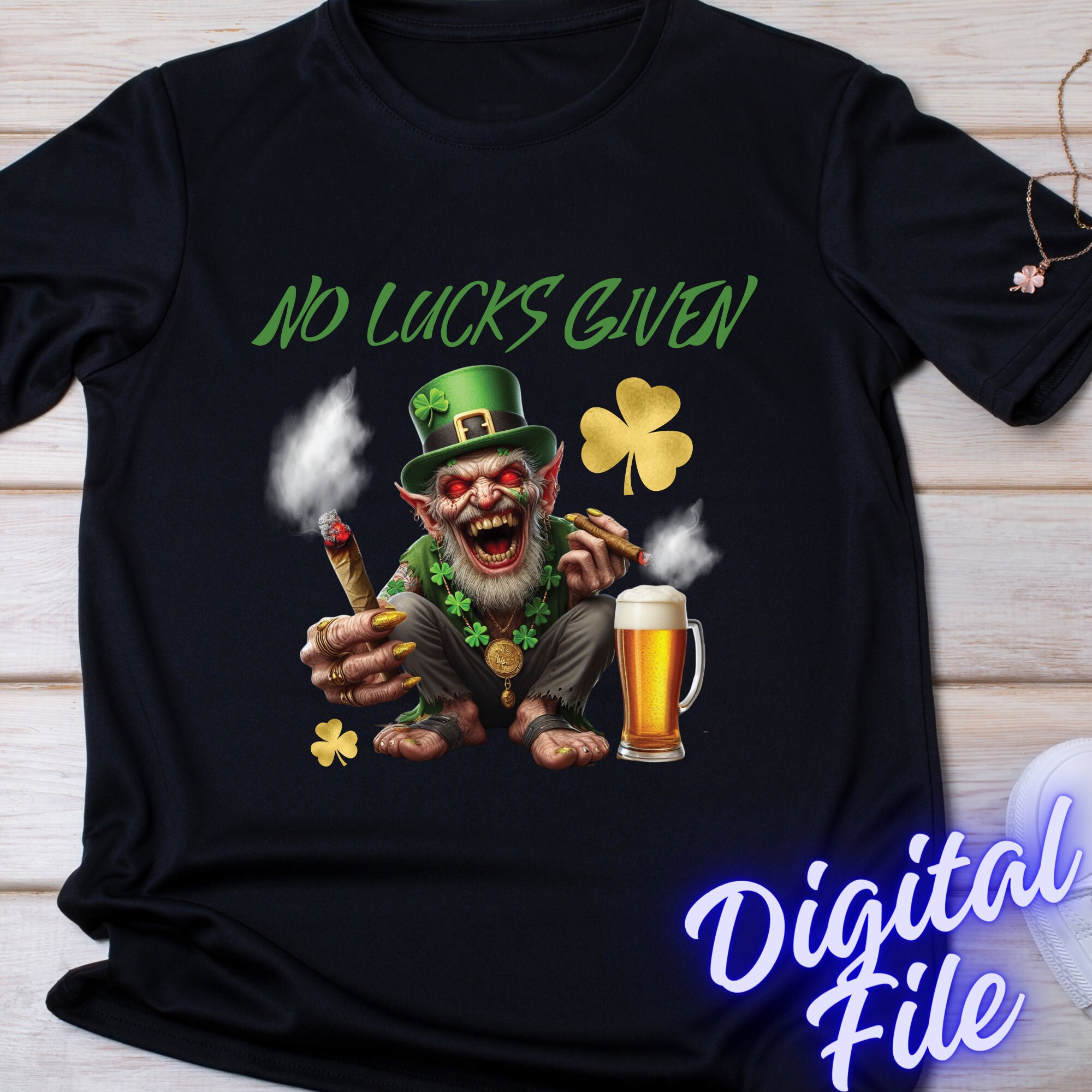 No Lucks Given 420 Friendly St Patrick's Day Leprechaun Smoking ...