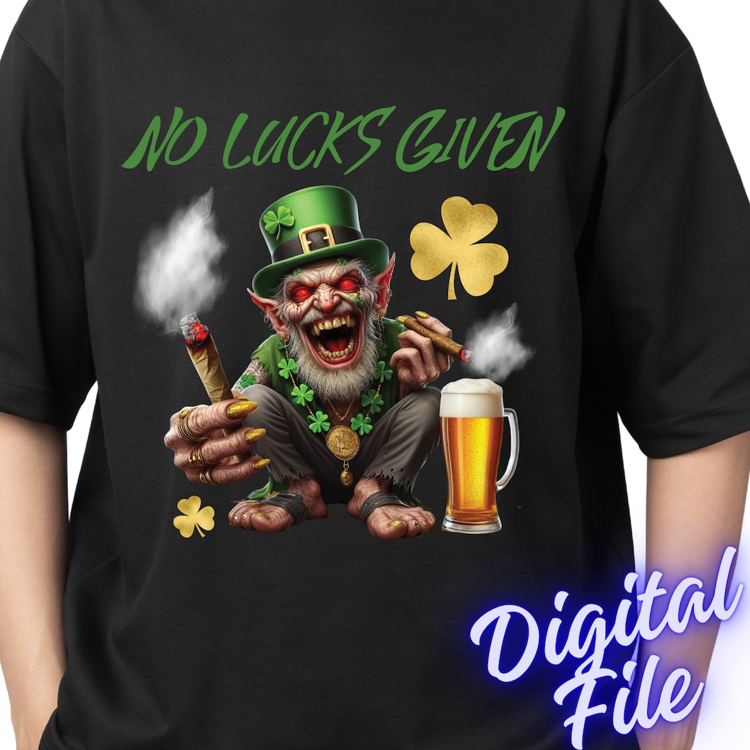 No Lucks Given 420 Friendly St Patrick's Day Leprechaun Smoking ...