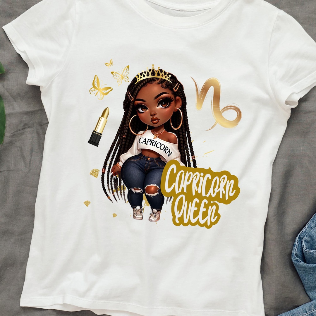 Capricorn Queen African American Woman Braids Capricorn Birthday PNG ...