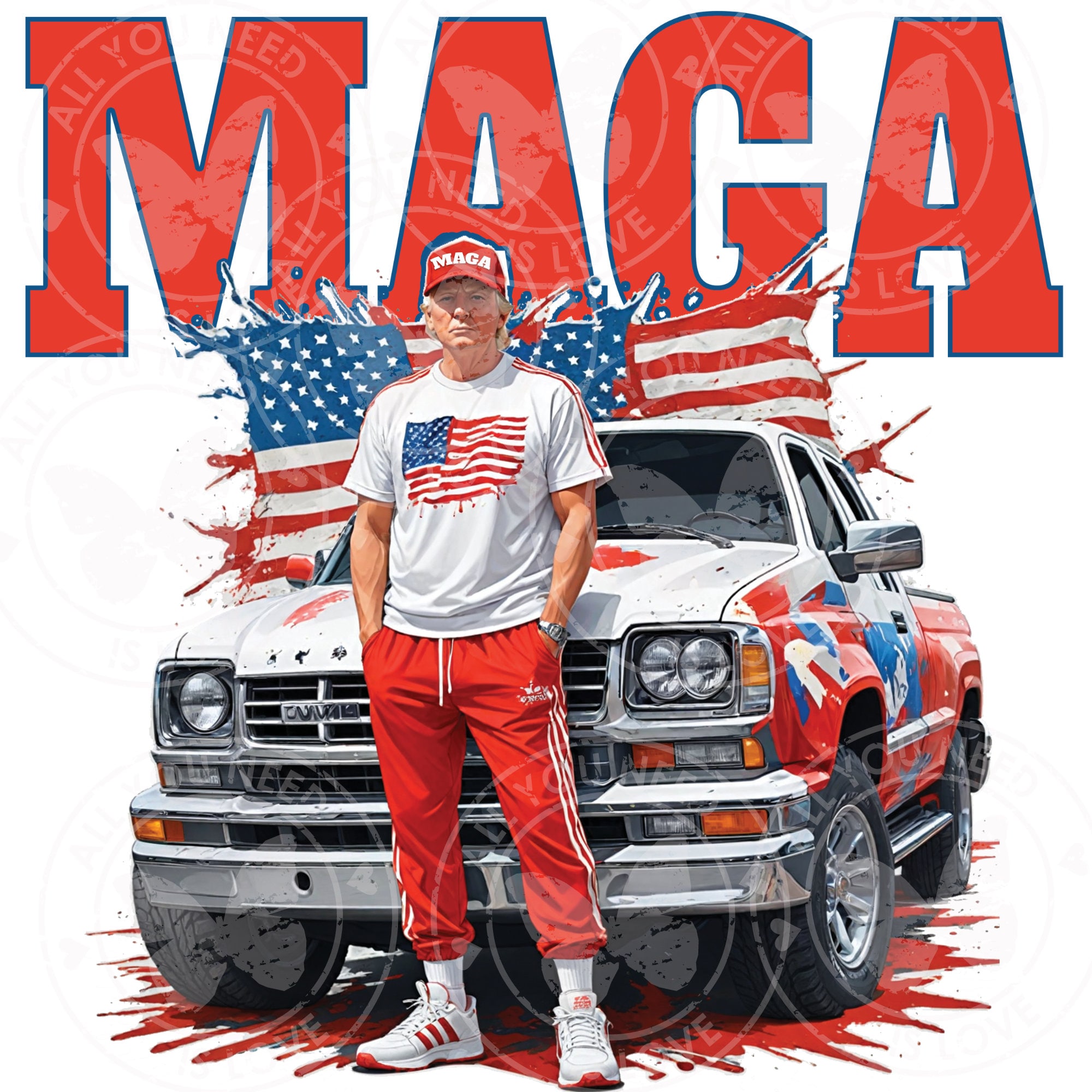Donald Trump Maga Flag PNG for DTG Sublimation Screenprinting Digital ...