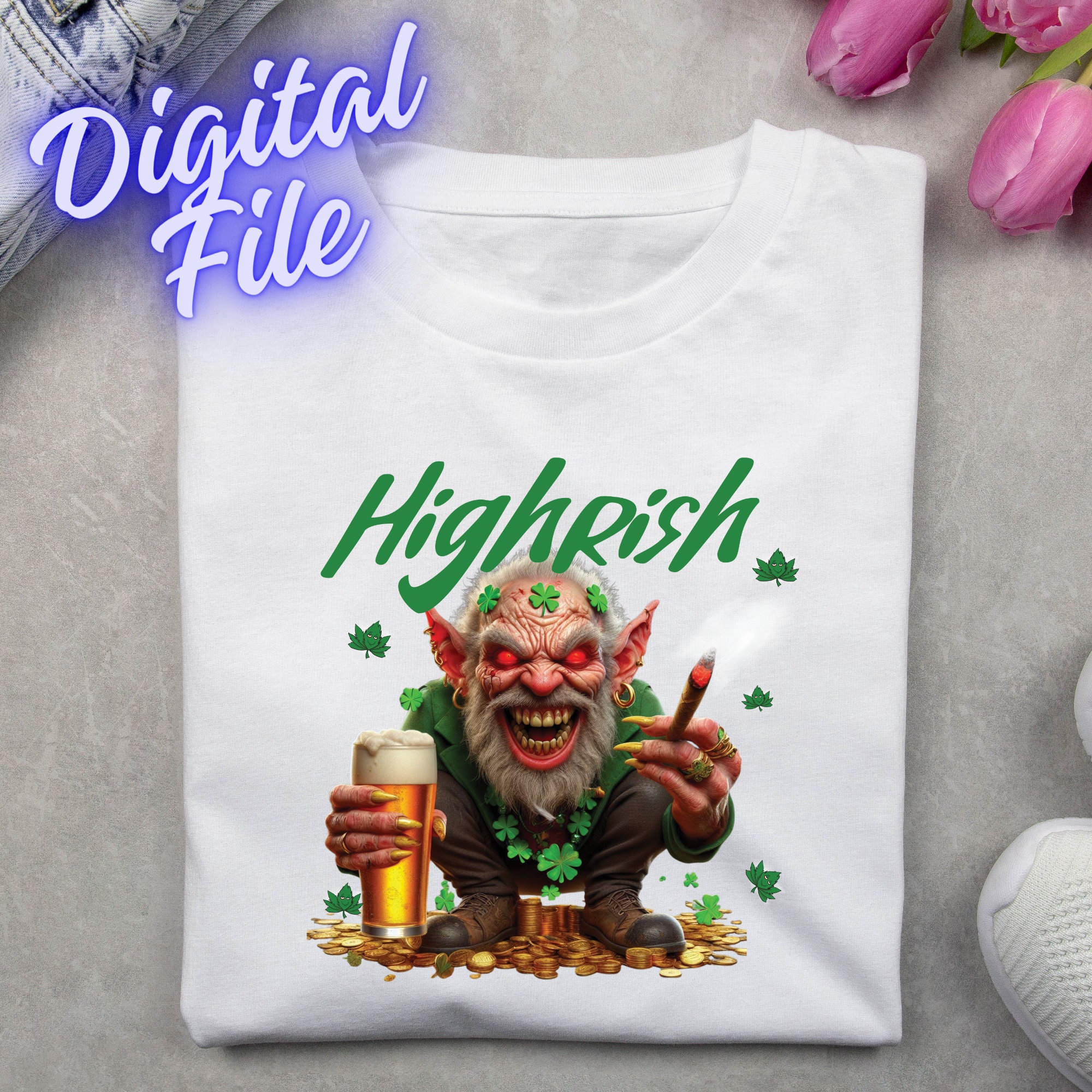 Highrish Marijuana 420 Friendly St Patrick's Day Leprechaun Smoking ...