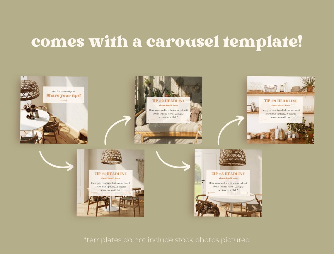 Warm Retro Vibes Instagram Post Templates Warm Retro Boho - Etsy