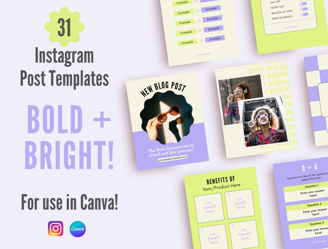 Bright + Bold Creator Instagram Post Templates - 4:5 Portrait ...