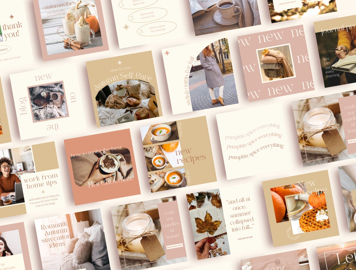 Autumn Cozy Instagram Post Templates Warm Modern Elegant - Etsy