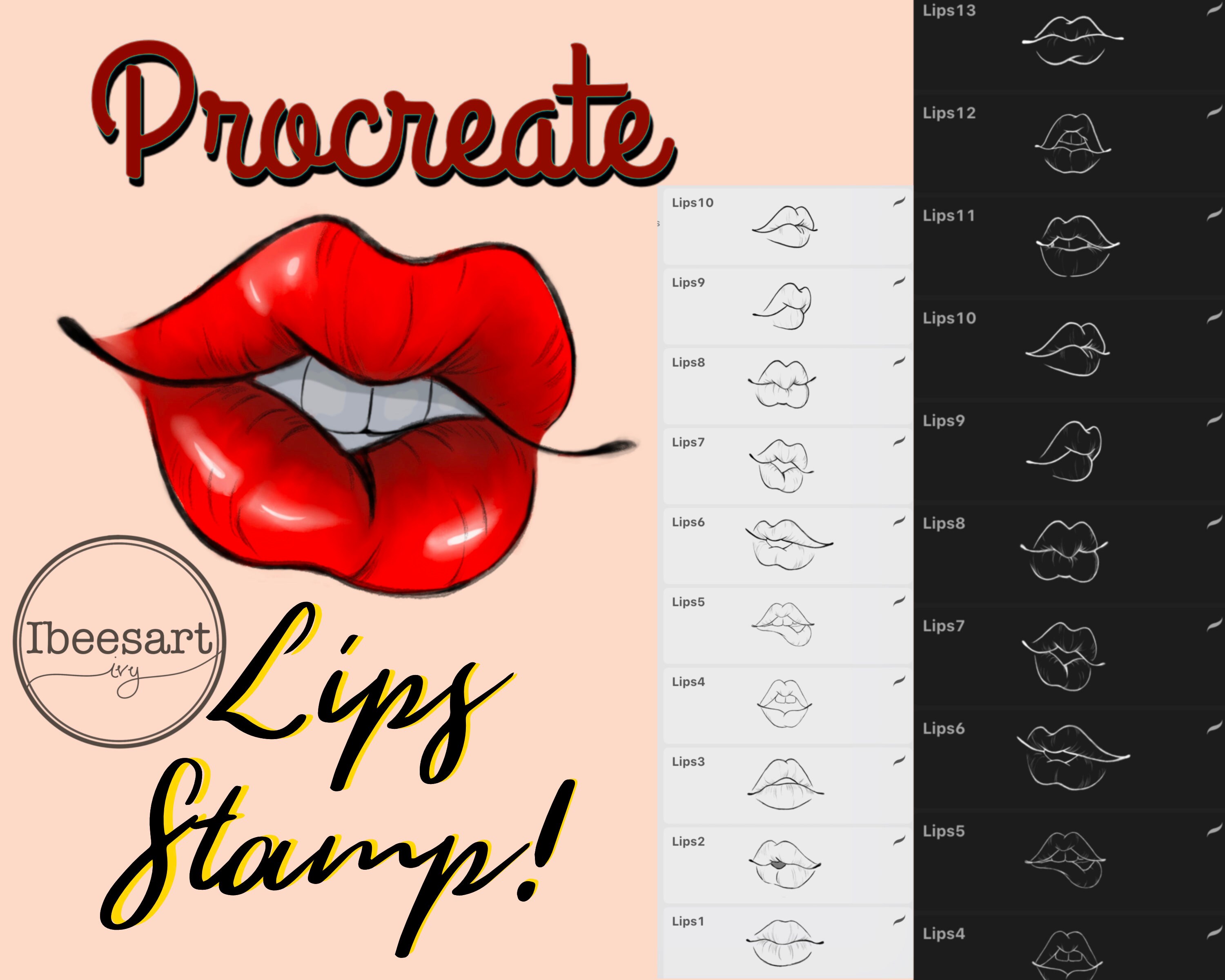 15 Procreate Lips Stamp | Procreate Lips Brush - Etsy