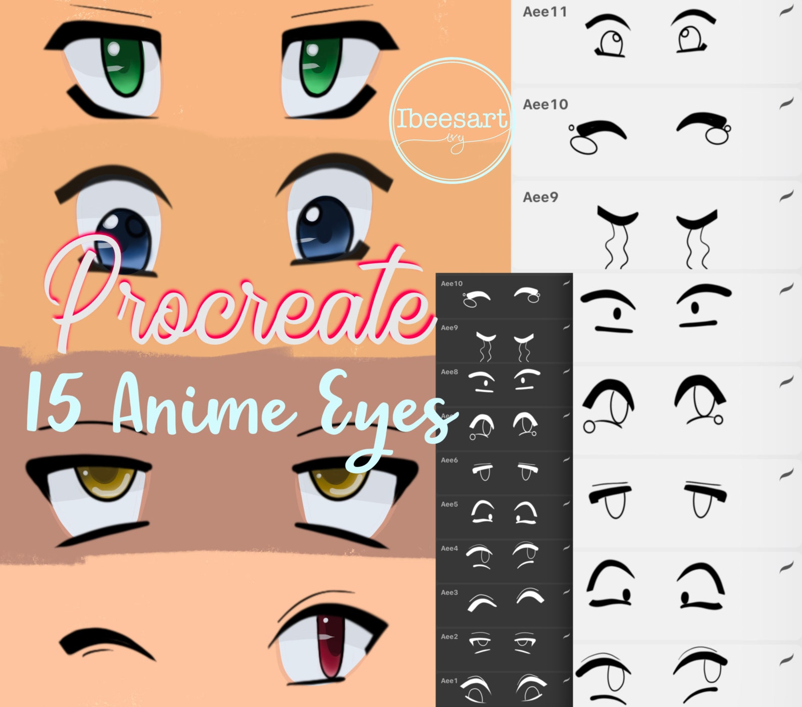 15 Procreate Eyes Stamp Procreate Anime Eyes Brush - Etsy