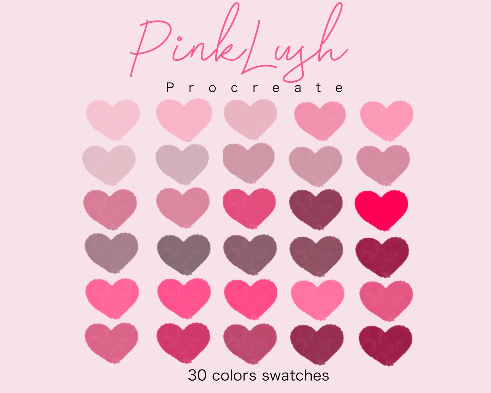 Procreate Palettes Swatches | Procreate Pink Color Shades - Etsy