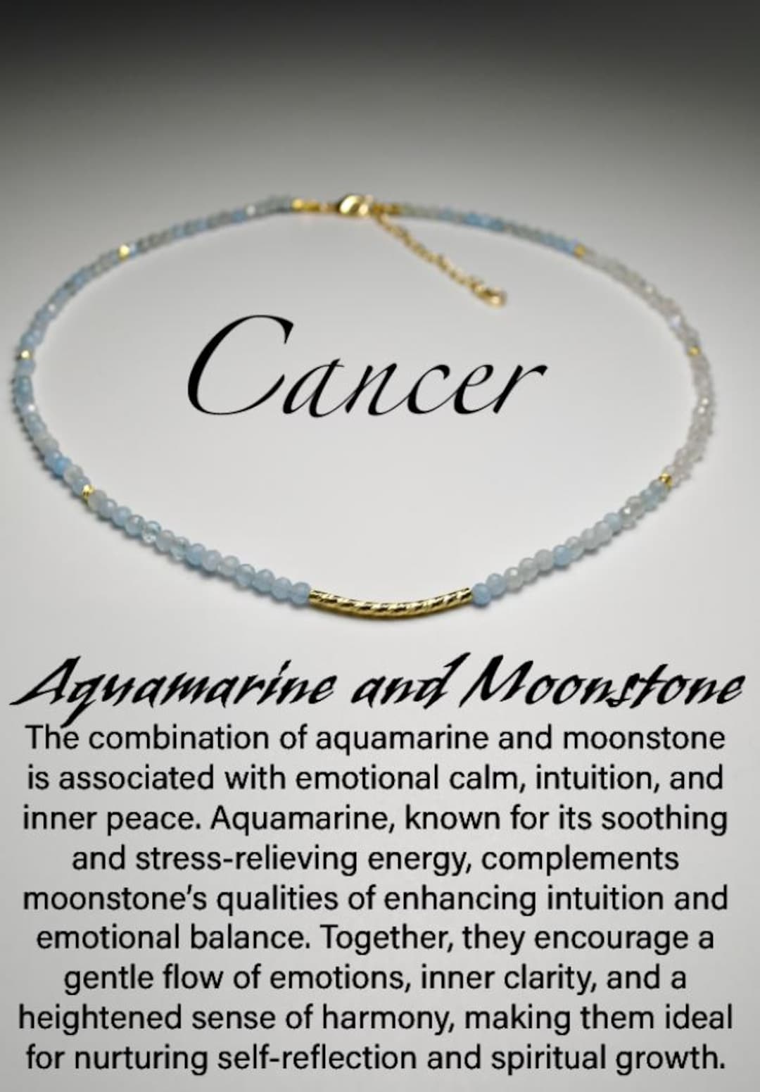 Aquamarine and Moonstone Necklace, Cancer Necklace, Gemstone Jewellery ...