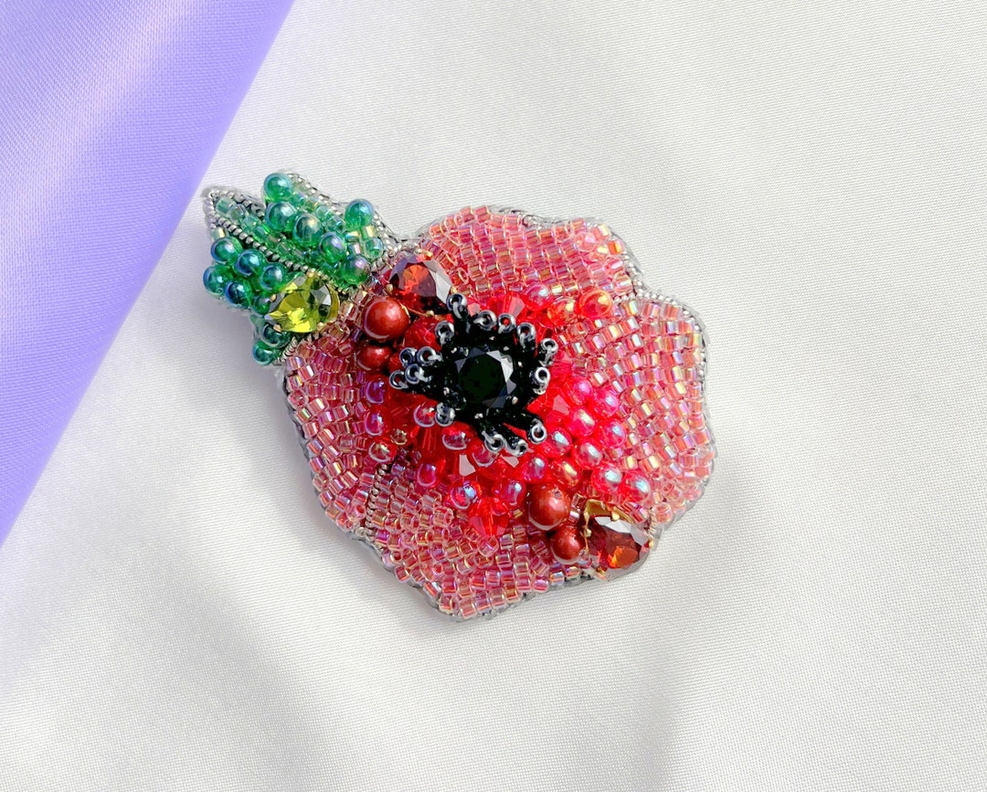 Poppy Flower Pin for Women Gift Unique Poppy Vintage Brooch Handmade ...