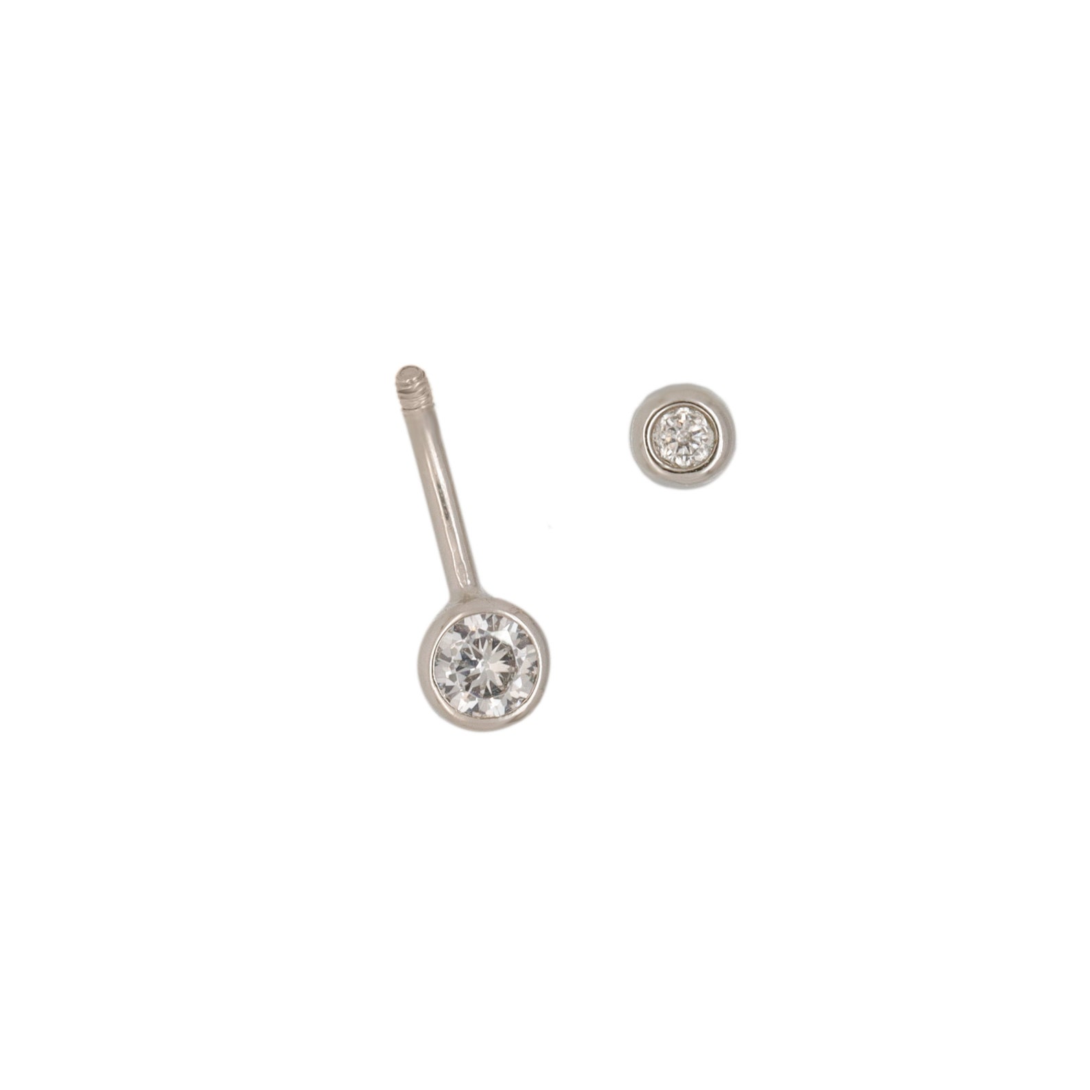 Solid 925 Silver Small Belly Ring With Sparkling Cubic - Etsy