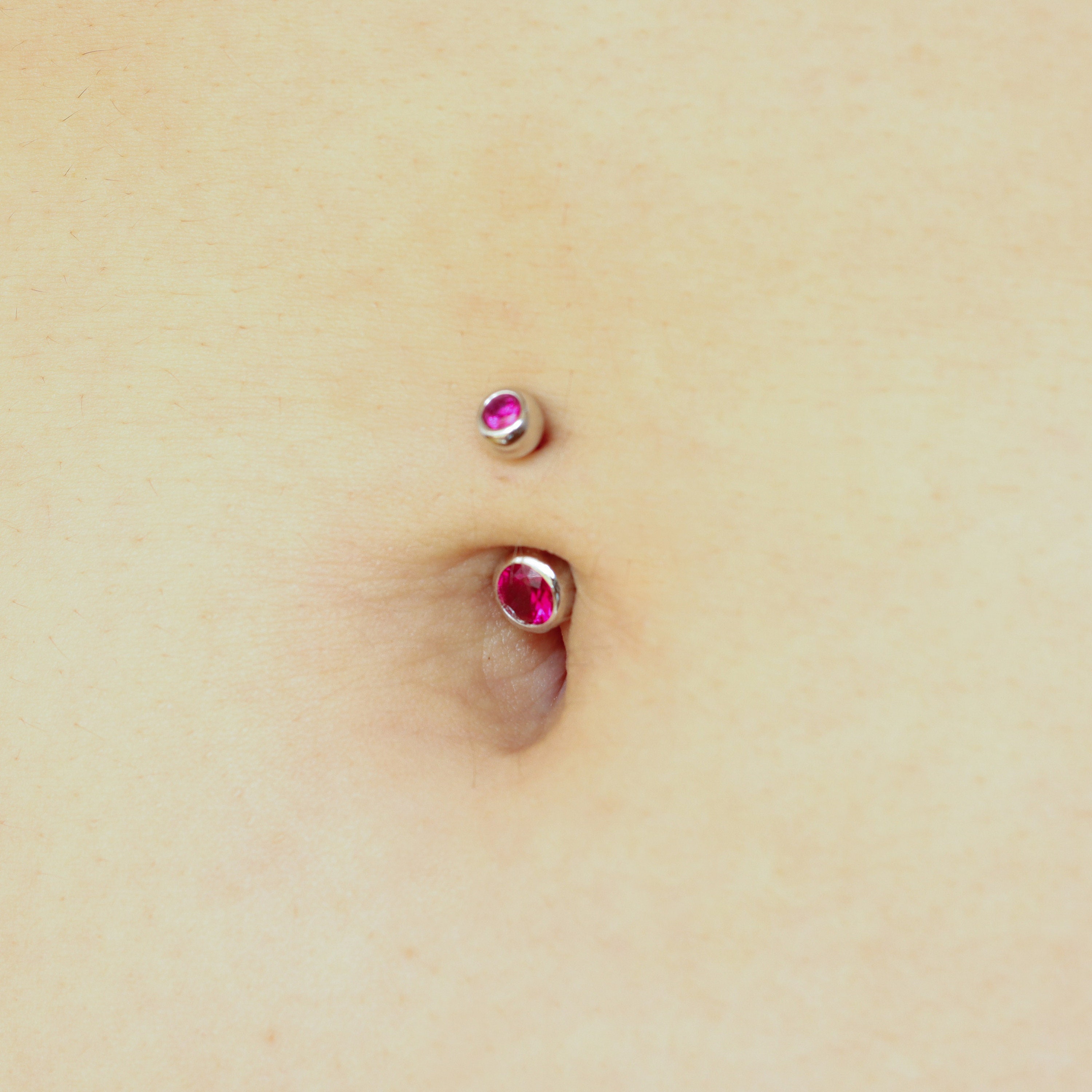 Solid 925 Silver | Small Belly Ring With Berry Pink Cubic Zirconia ...