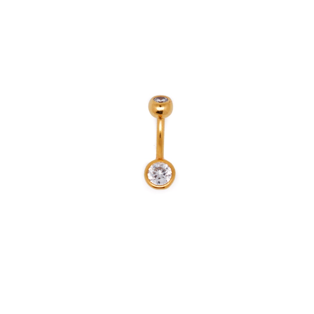 Gold Vermeil Small Belly Ring With Sparkling Cubic Zirconia Crystals ...