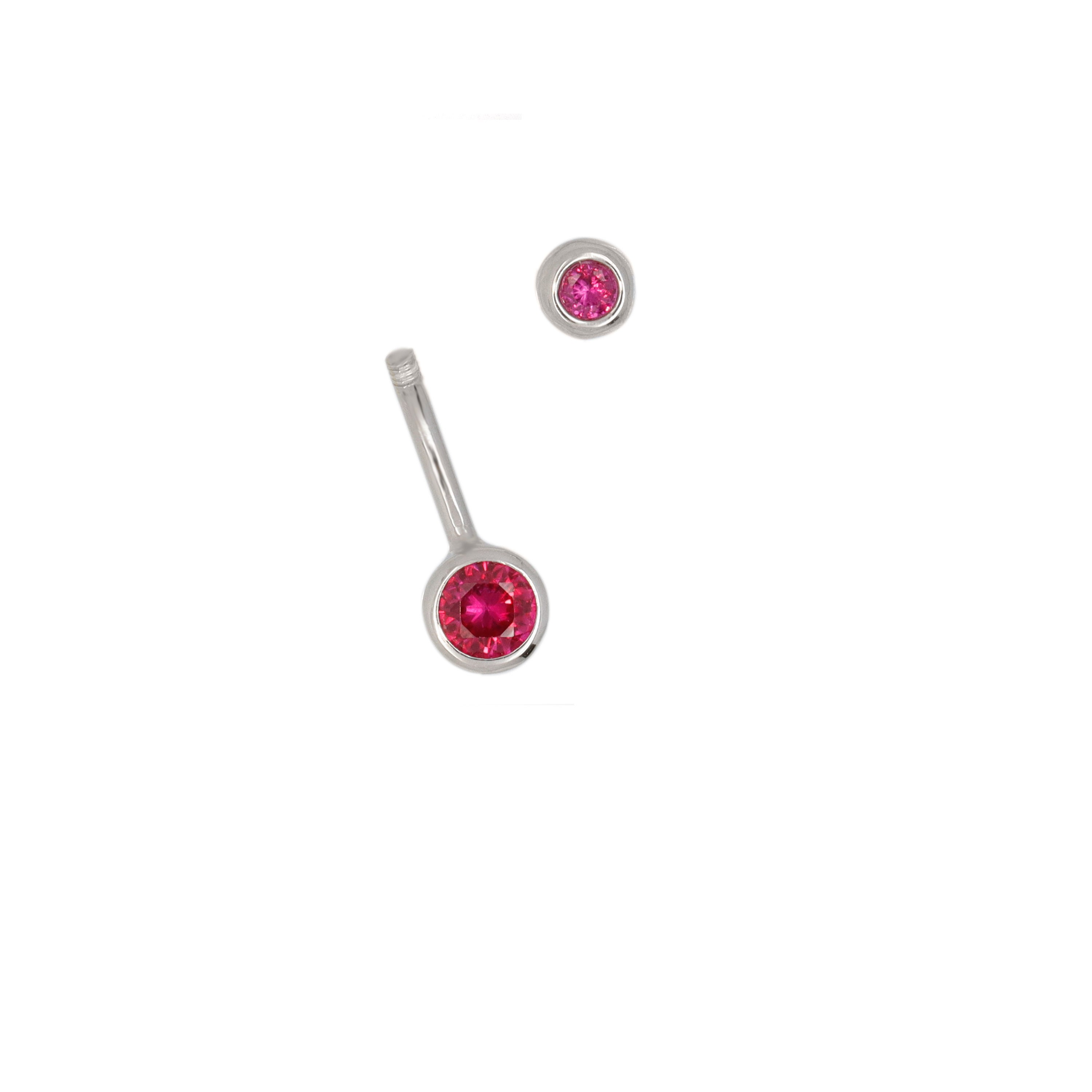 Solid 925 Silver | Small Belly Ring With Berry Pink Cubic Zirconia ...