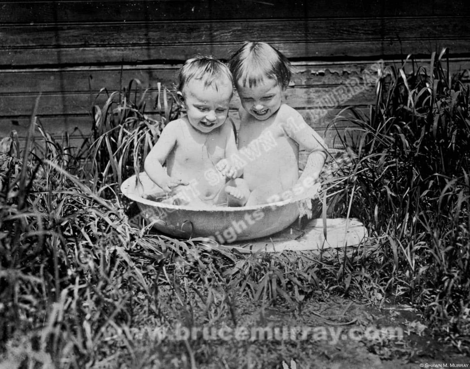 Brothers Bathing 1917 - Framed Vintage Children Antique Photograph ...