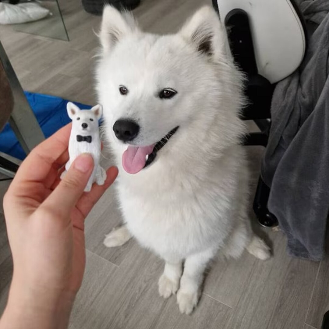 Samoyed Dog 3D Statue, Wedding Cake Topper, Cake Topper, Dog Birthday ...