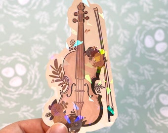 Violin and Sheet Music Kiss Cut Sticker Transparent or White Background ...