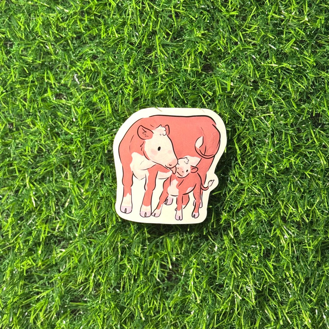Mama and Baby Cow Sticker | Cute Sticker for Cow Lovers | Gift for Her ...