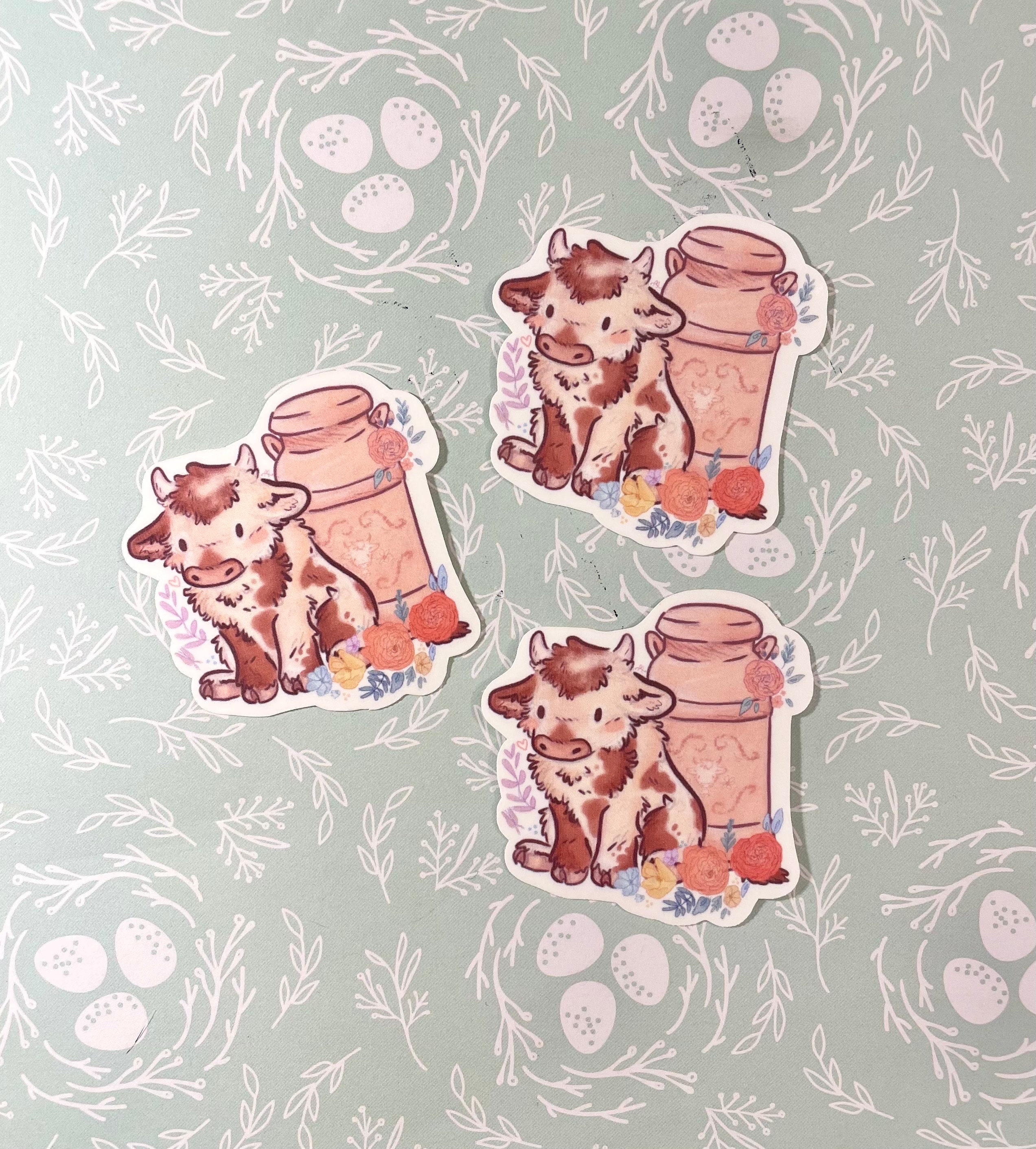 Fluffy Cow Sticker Glossy Cow Sticker Dairy Farm Sticker Die Cut ...