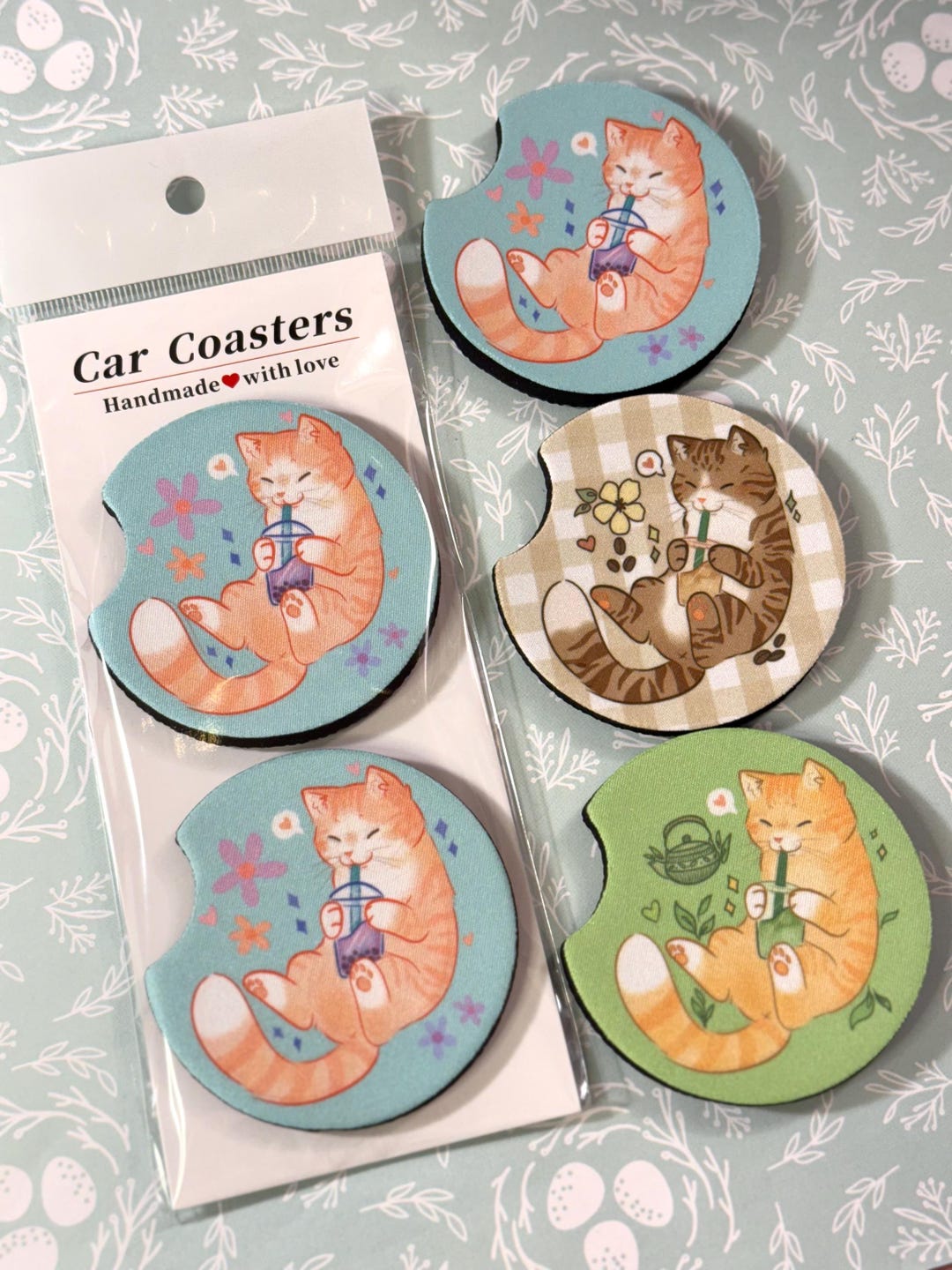 Cute Cat Coaster | Set of Two | Cute Car Coaster | Aesthetic Car ...