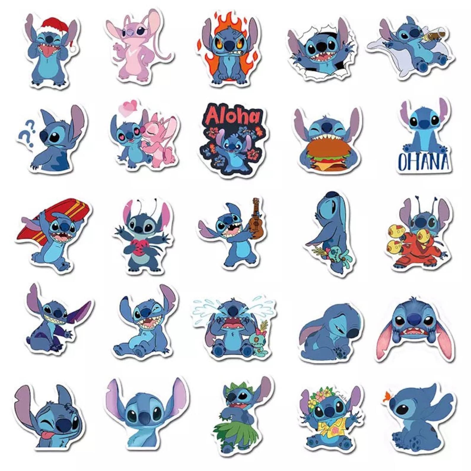 Lilo & Stitch Stickers 10/30/50 PCS Vinyl Waterproof Matte | Etsy