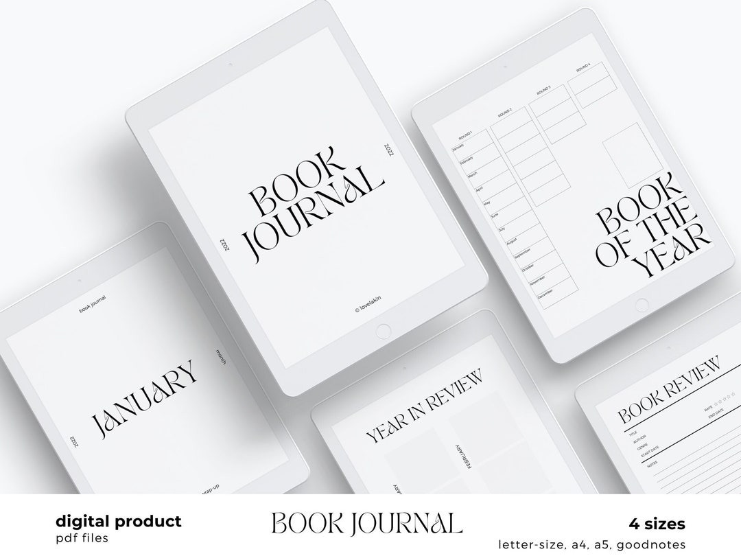 Minimal Book Journal Digital, Book Journal Goodnotes, Planner Printable ...