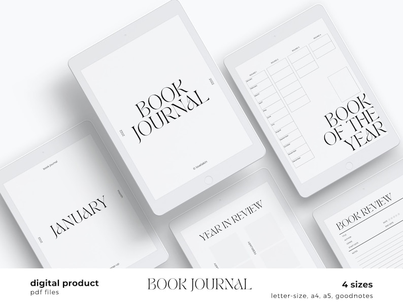 Minimal Book Journal Digital, Book Journal Goodnotes, Planner Printable ...