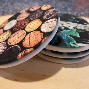 Wine Drink Coasters, Set of 4 Wine Coasters, Wine Lover Gift, Ceramic ...