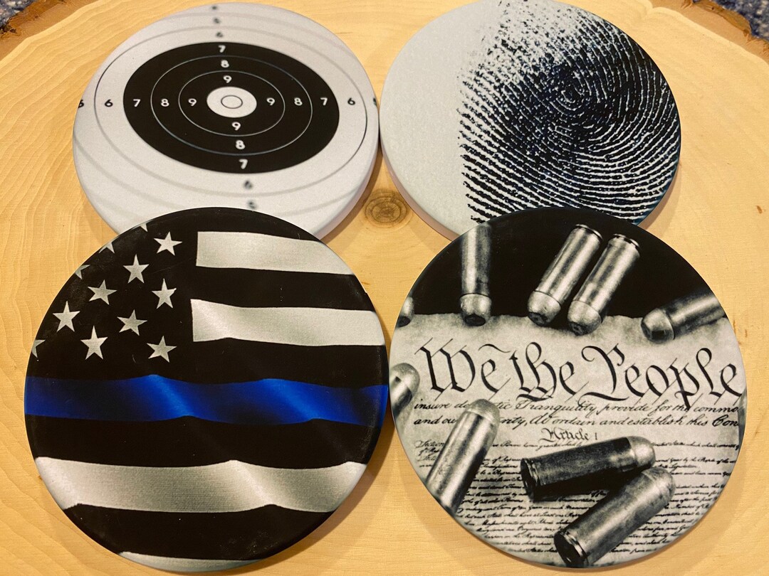 Police Officer Coaster Set, Law Enforcement Gift, Thin Blue Line ...