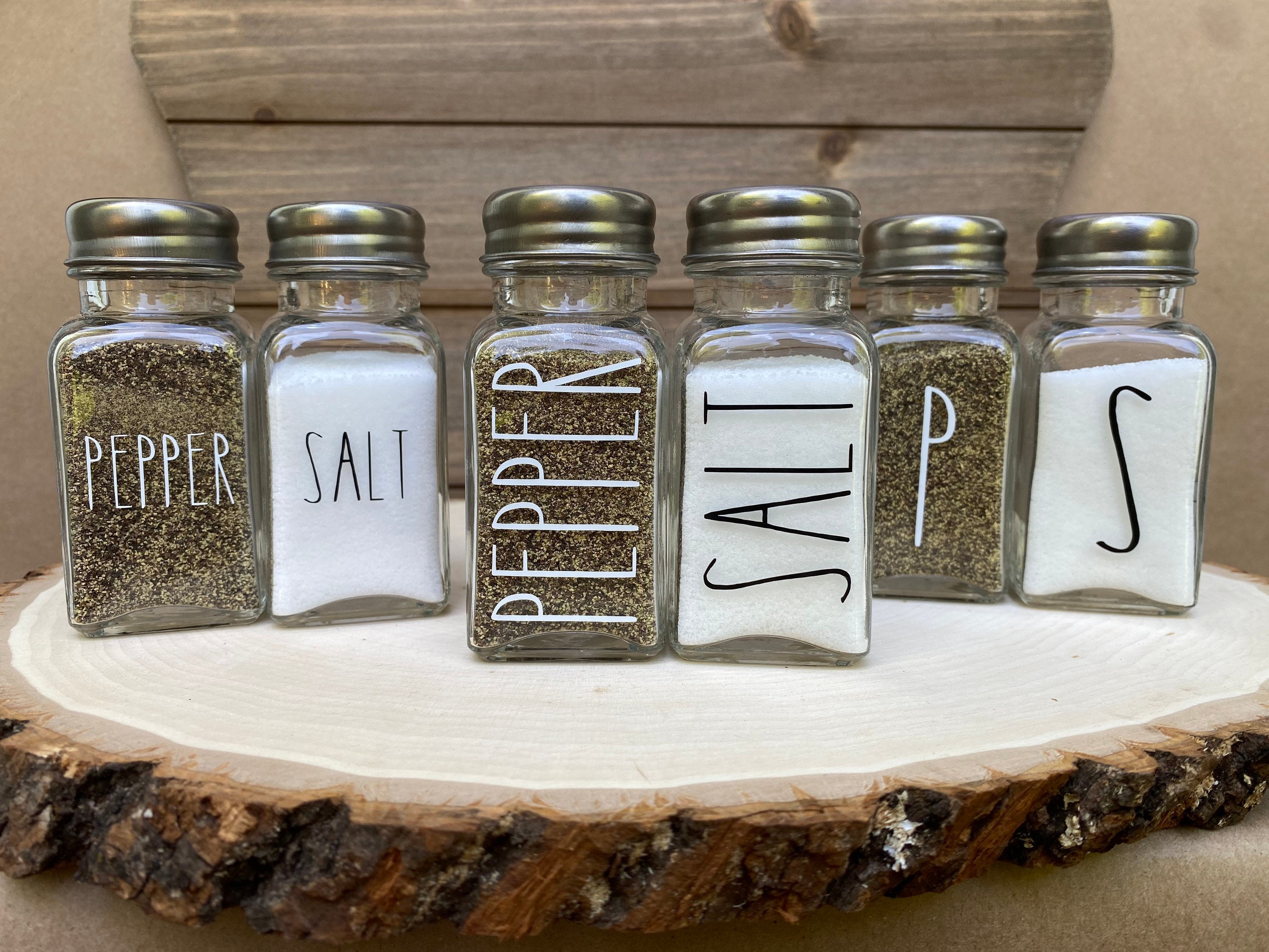 Salt and Pepper Shaker Farmhouse Set, Rustic Kitchen Salt and Pepper ...