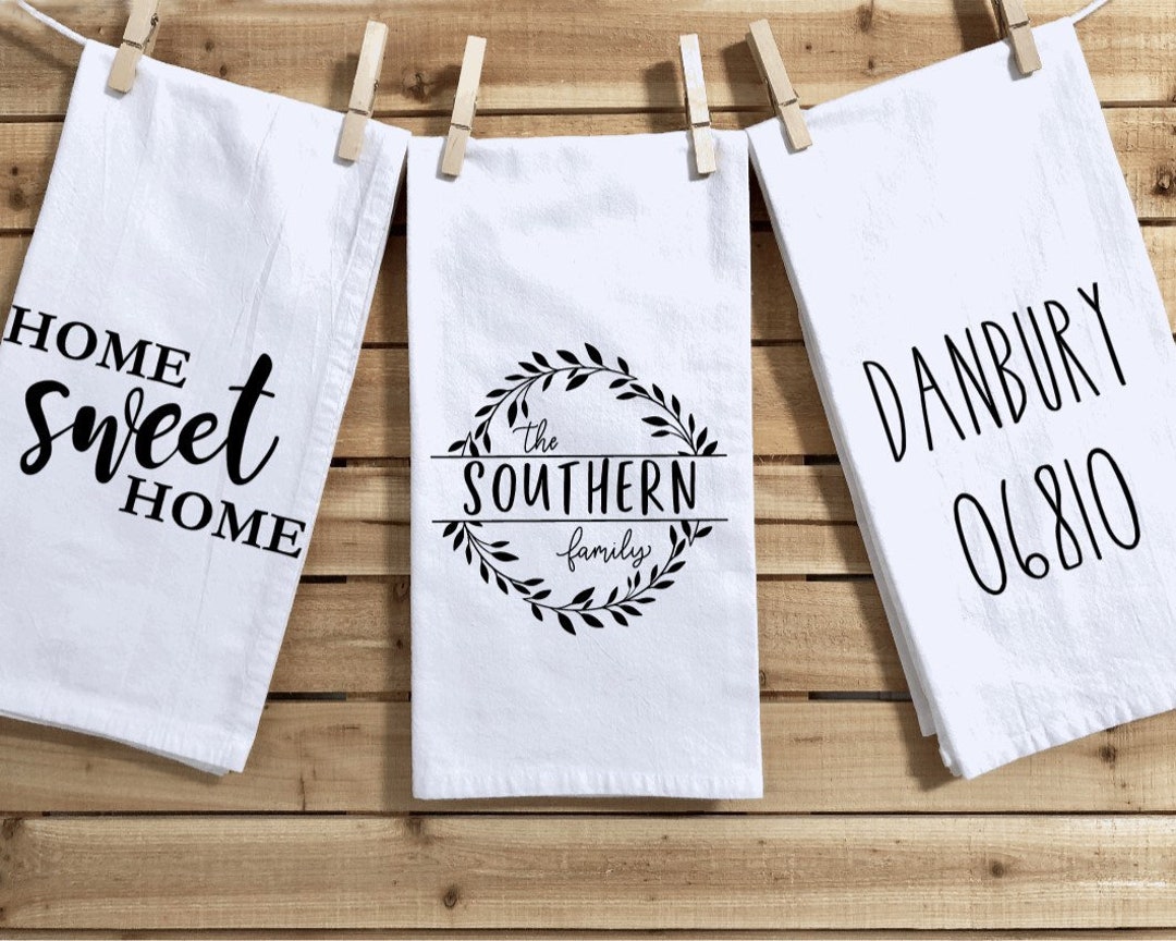Personalized Farmhouse Kitchen Towels, Farmhouse Flour Sack Towel Set ...