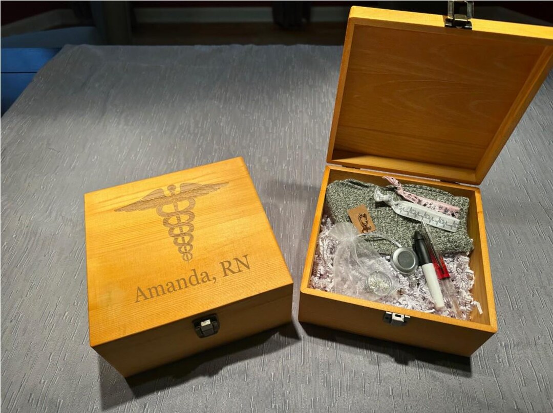 Personalized Nurse Gift Box, Engraved Custom Wood Keepsake Box, Medical ...