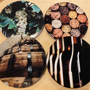 Wine Drink Coasters, Set of 4 Wine Coasters, Wine Lover Gift, Ceramic ...