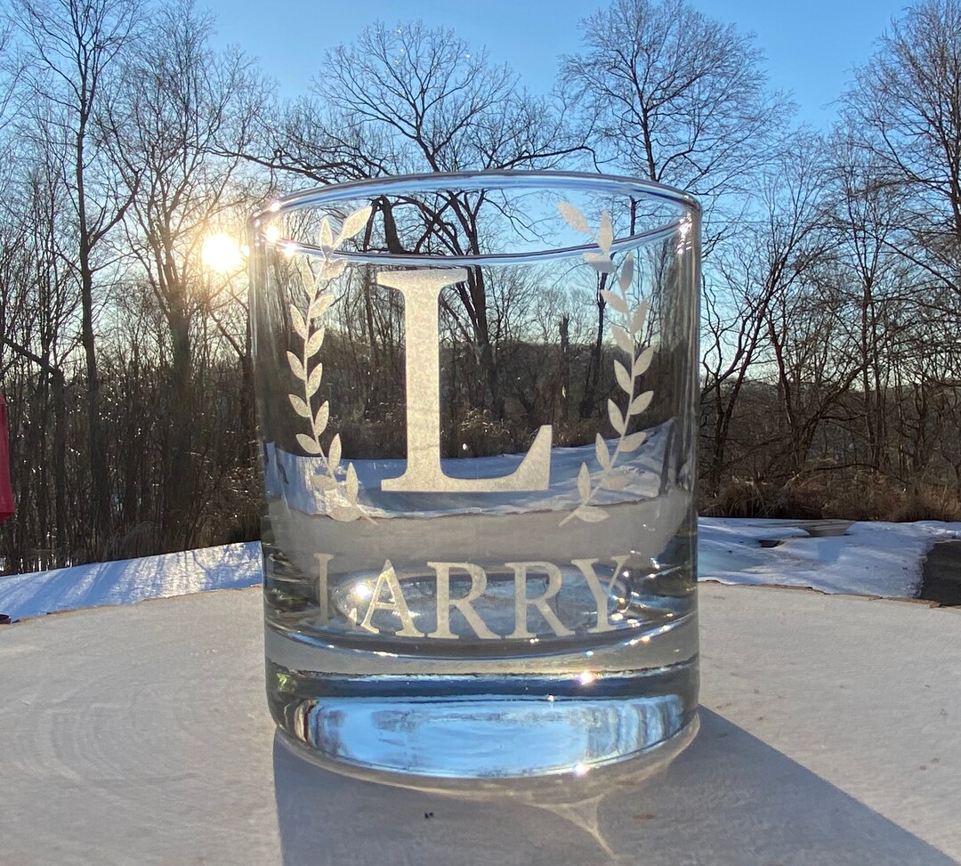 Personalized Etched Whiskey Glass, Bourbon Rocks Glass, Custom Whiskey ...