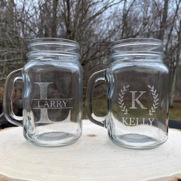 Monogram Mason Jar - Etsy
