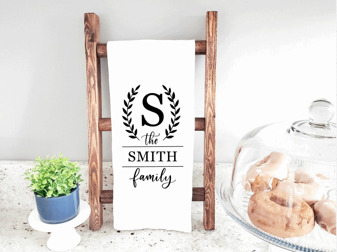 Monogram Kitchen Towel Personalized Farmhouse Kitchen Flour - Etsy