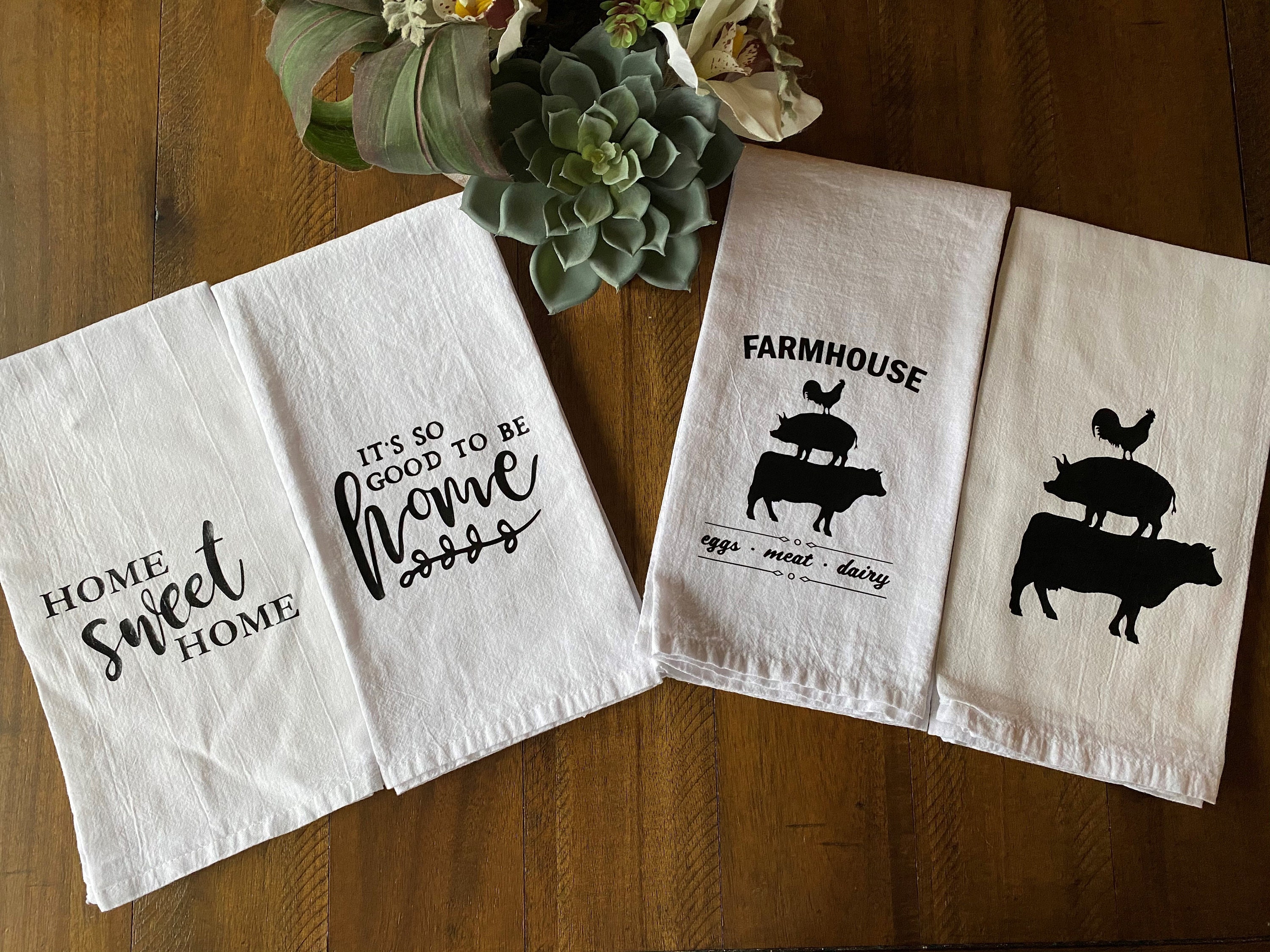 Farmhouse Kitchen Towels Set Set of 2 Farmhouse Flour Sack | Etsy
