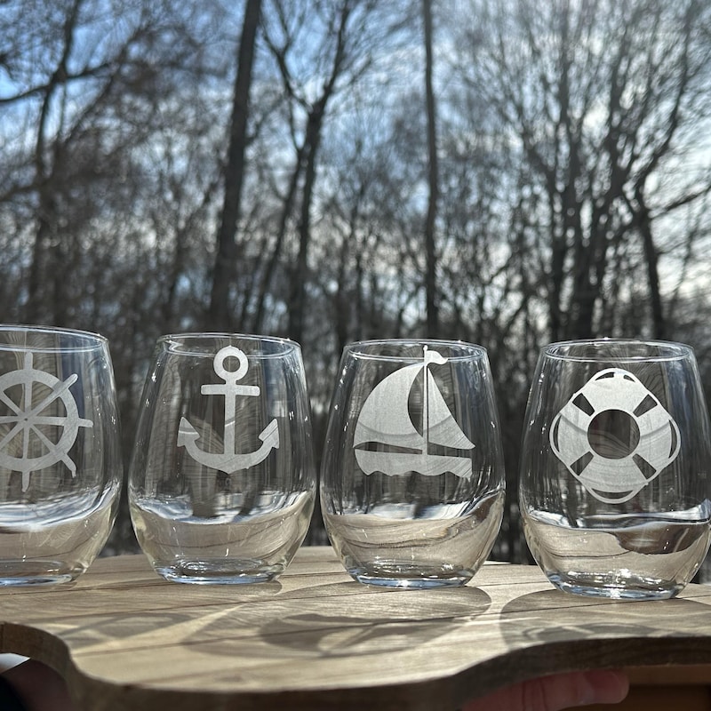 Etched Nautical Glasses - Etsy UK