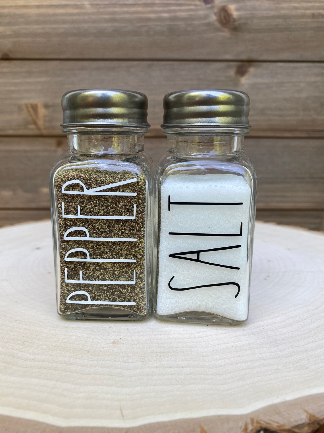 Salt and Pepper Shaker Farmhouse Set, Rustic Kitchen Salt and Pepper ...