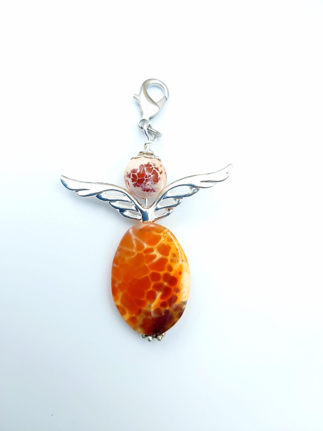 XL Angel, Gemstone Fire Agate – Stone of Life Energy & Protective Power ...