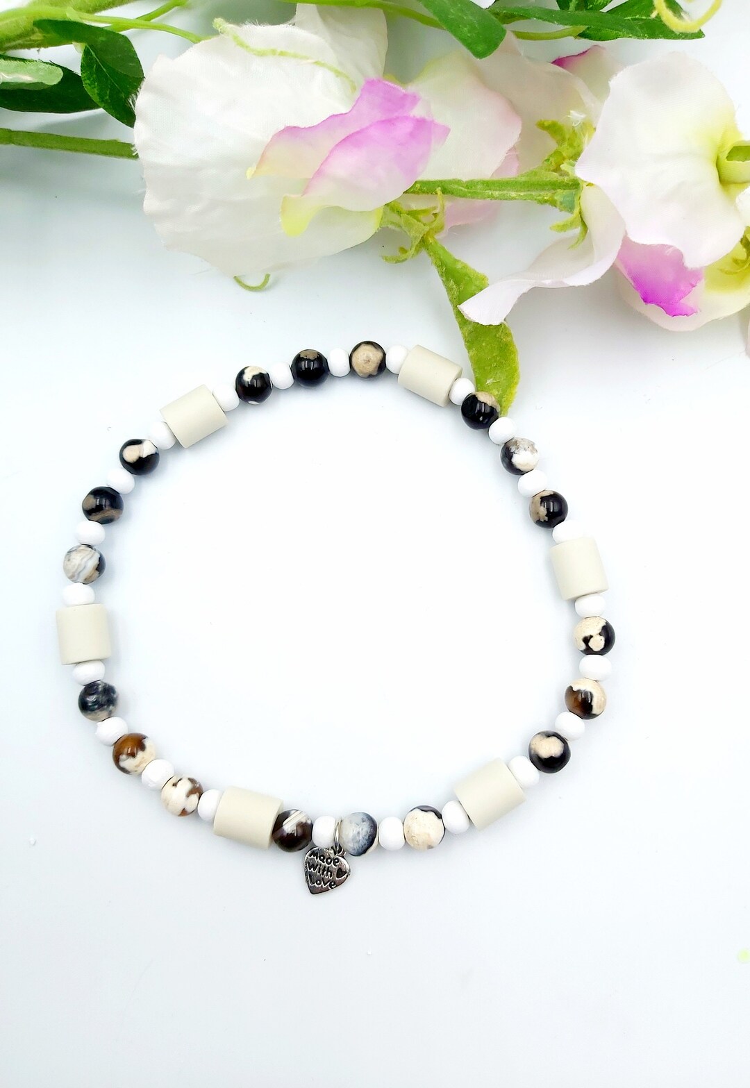 EM Ceramic Collar Dog Chain With Agate, Gemstone Healing Stones for ...