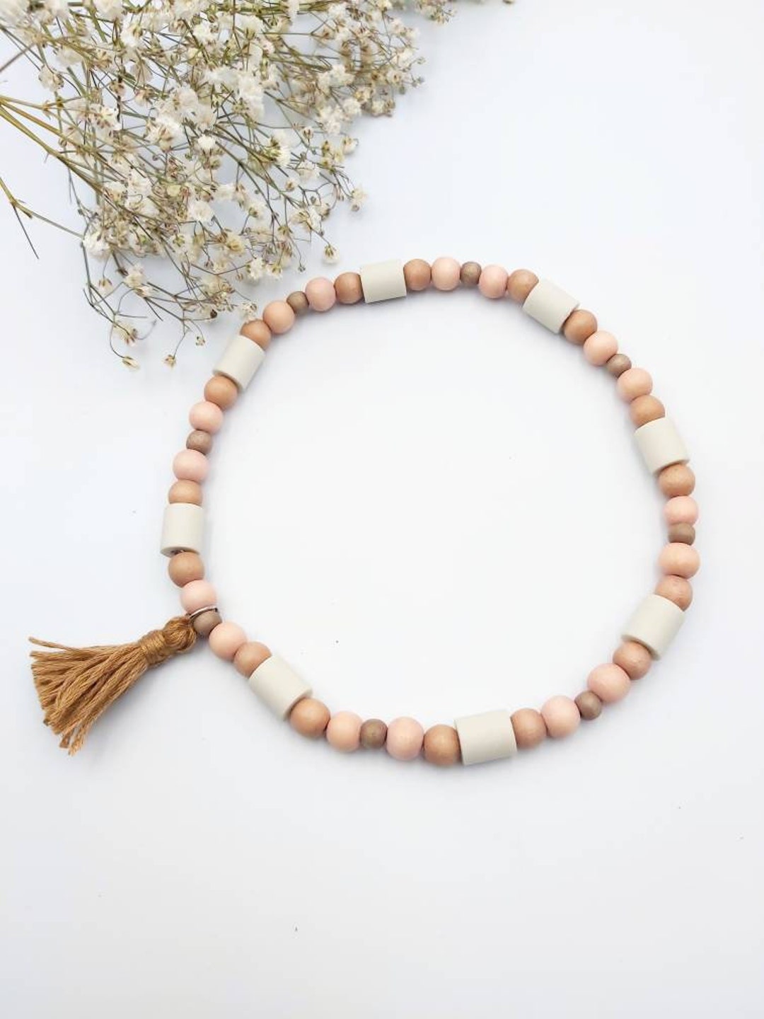 EM Ceramic Collar With Wooden Beads for Dogs and Cats, Natural Tick ...